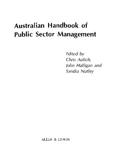 (PDF) Australian Handbook of Public Sector Management Edited by