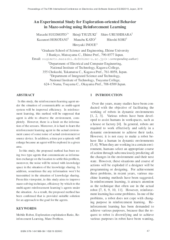 (PDF) An Experimental Study for Exploration-oriented Behavior in Maze ...