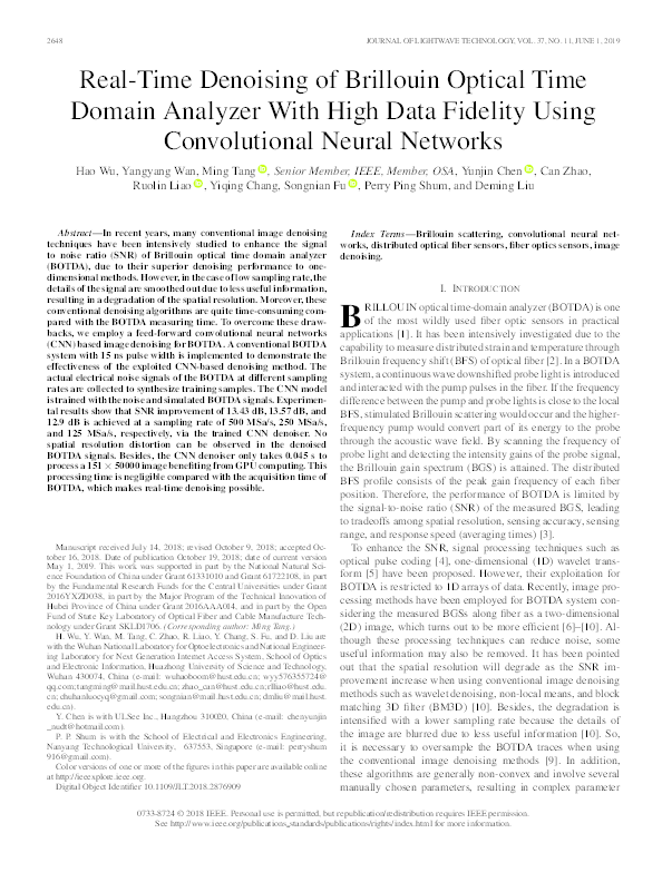 Pdf Real Time Denoising Of Brillouin Optical Time Domain Analyzer