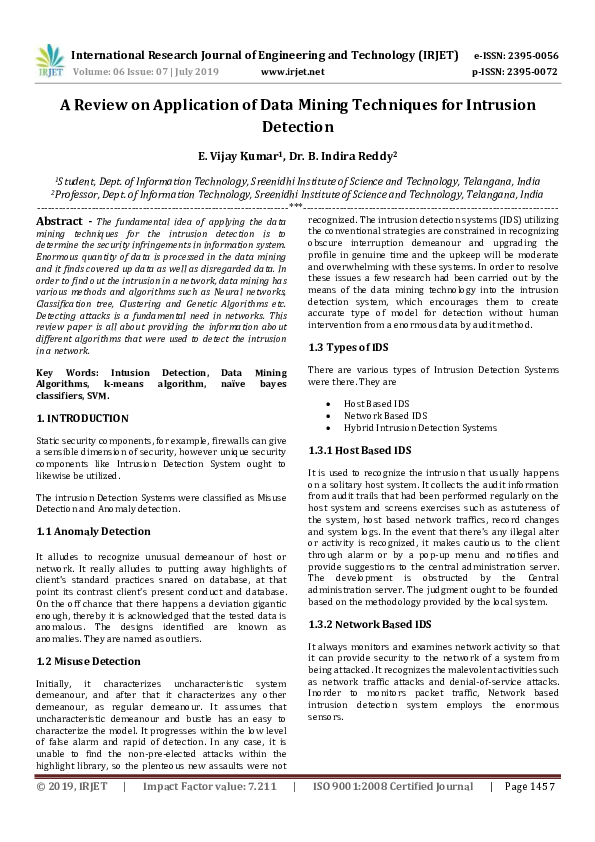 (PDF) IRJET- A Review on Application of Data Mining Techniques for Intrusion Detection | IRJET ...