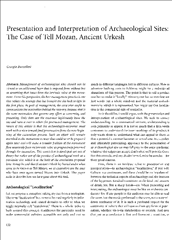 (PDF) Presentation and Interpretation of Archaeological Sites: the Case ...