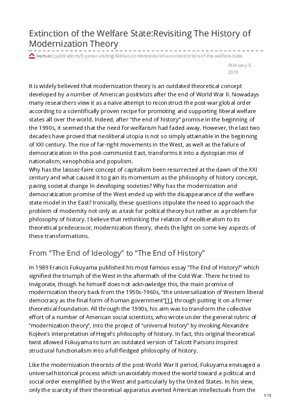(PDF) Extinction of the Welfare State: Revisiting The History of ...