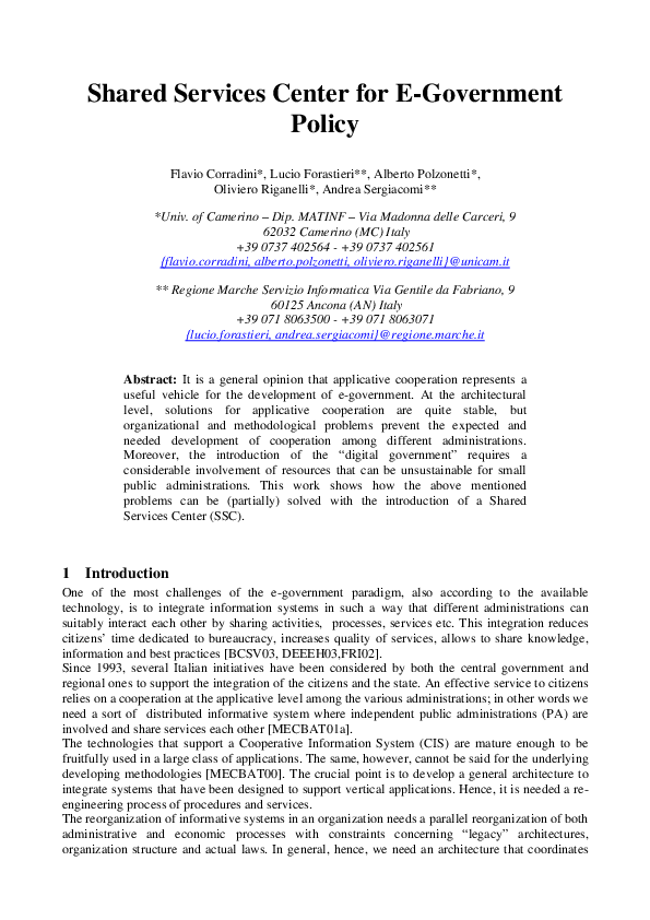 (PDF) Shared Services Center for E-Government Policy