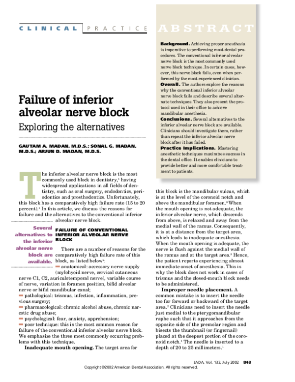 (PDF) . failure of inferior alveolar nerve block...