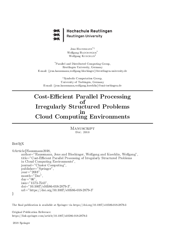 (PDF) Cost-efficient parallel processing of irregularly structured problems in cloud computing ...
