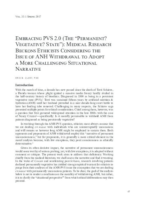 (PDF) Embracing PVS 2.0 (The “Permanent? Vegetative? State”): Medical ...