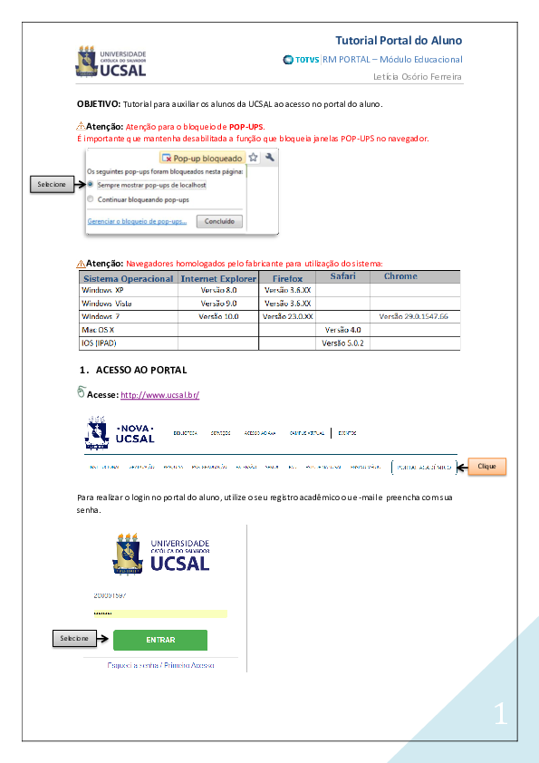 (PDF) Tutorial Portal do Aluno RM PORTAL -Módulo Educacional