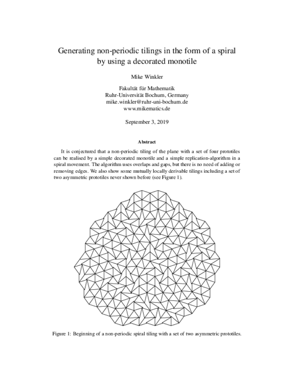 (PDF) Generating non-periodic tilings in the form of a spiral by using a decorated monotile ...