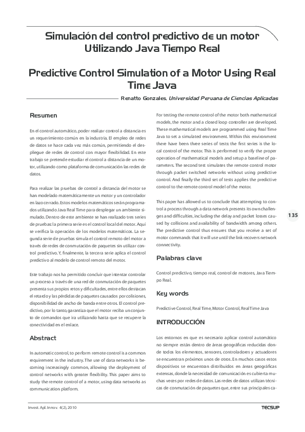 (PDF) Simulación del control predictivo de un motor utilizando Java tiempo real