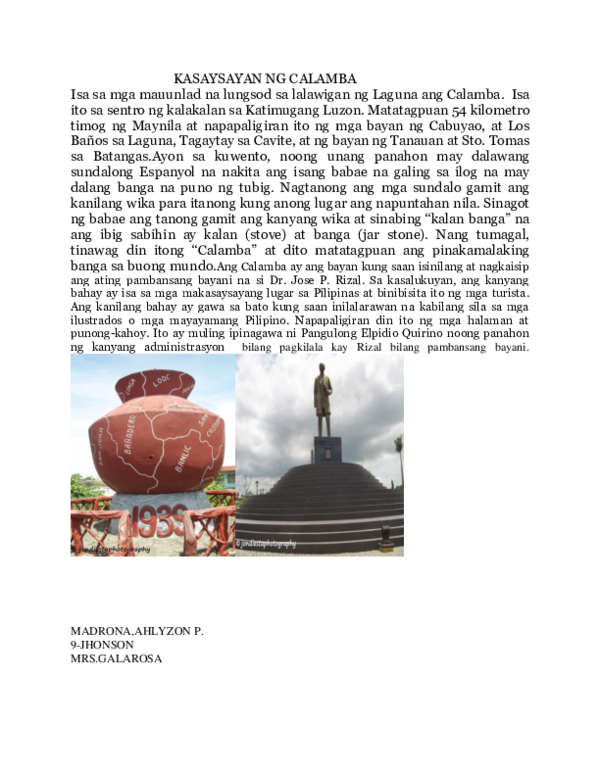 (DOC) KASAYSAYAN NG CALAMBA