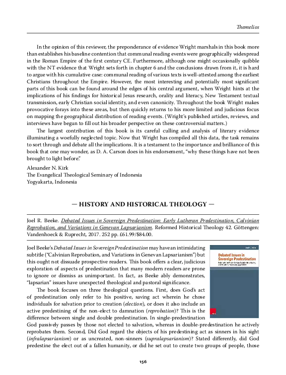 (PDF) Review: Joel Beeke, Debated Issues in Sovereign Predestination ...
