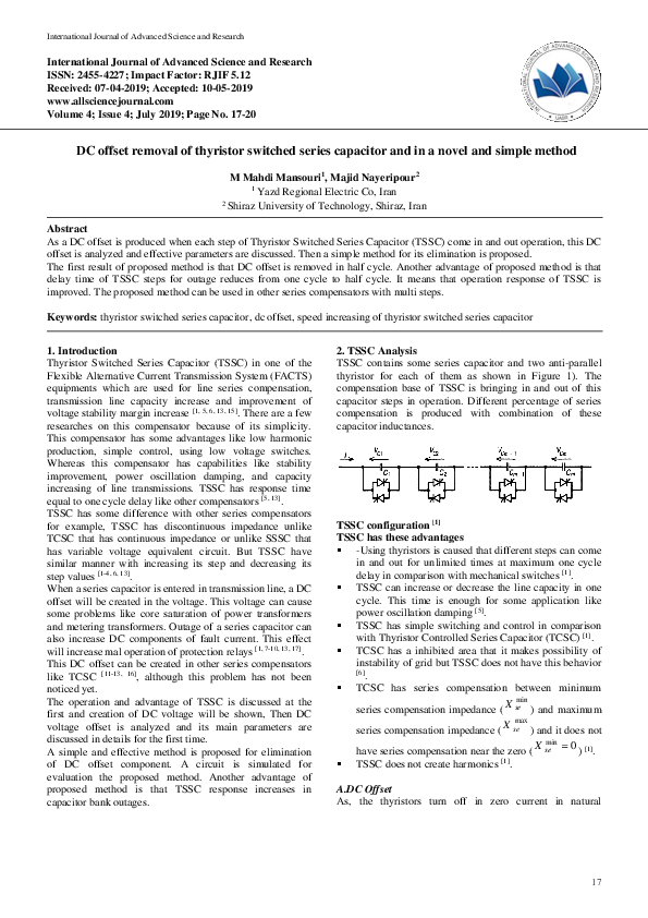 (PDF) DC offset removal of thyristor switched series capacitor and in a ...
