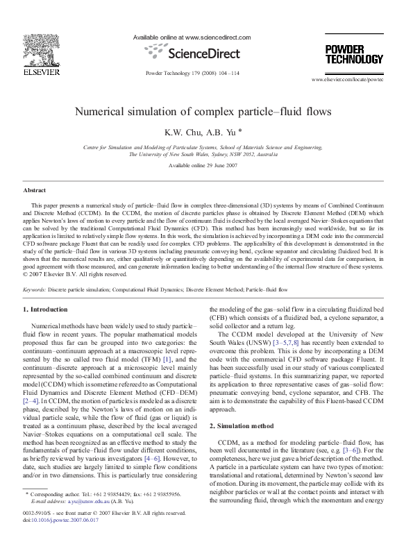 (PDF) 代表性论文1 - Numerical simulation of complex particle–fluid flows
