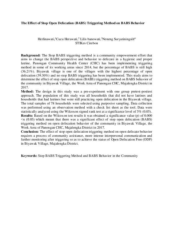 (DOC) The Effect of Stop Open Defecation (BABS) Triggering Method on ...