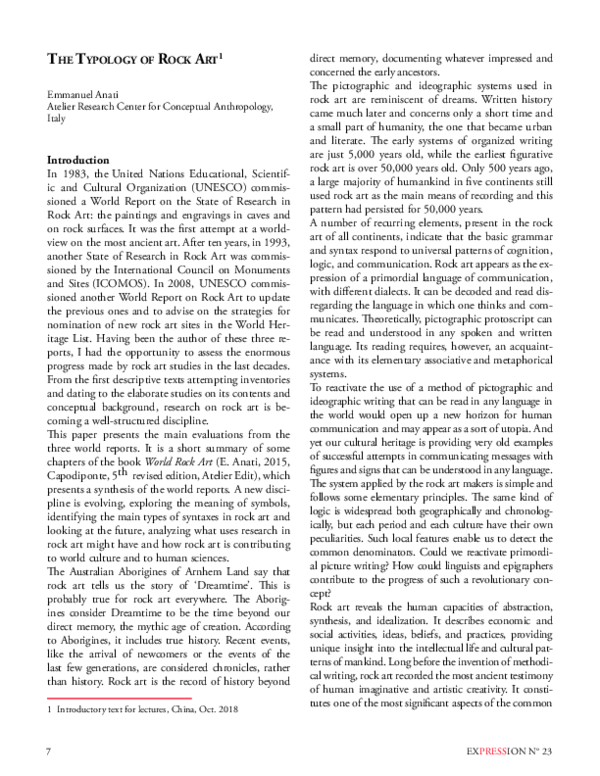 (PDF) The Typology of Rock Art