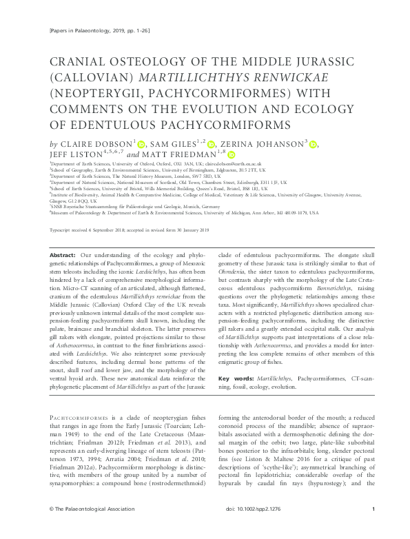 (PDF) Cranial Osteology of the Middle Jurassic (Callovian ...