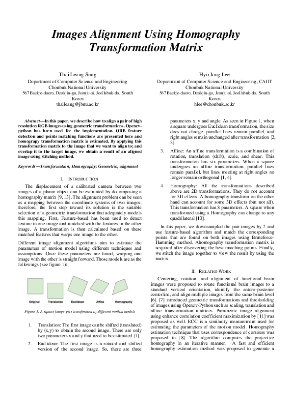 Pdf Images Alignment Using Homography Transformation Matrix