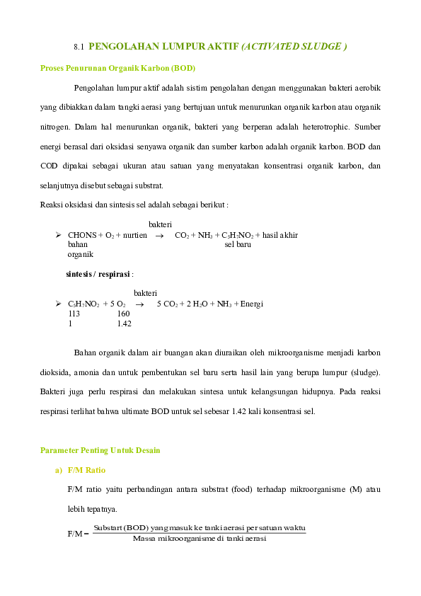 (DOC) PENGOLAHAN LUMPUR AKTIF (ACTIVATED SLUDGE