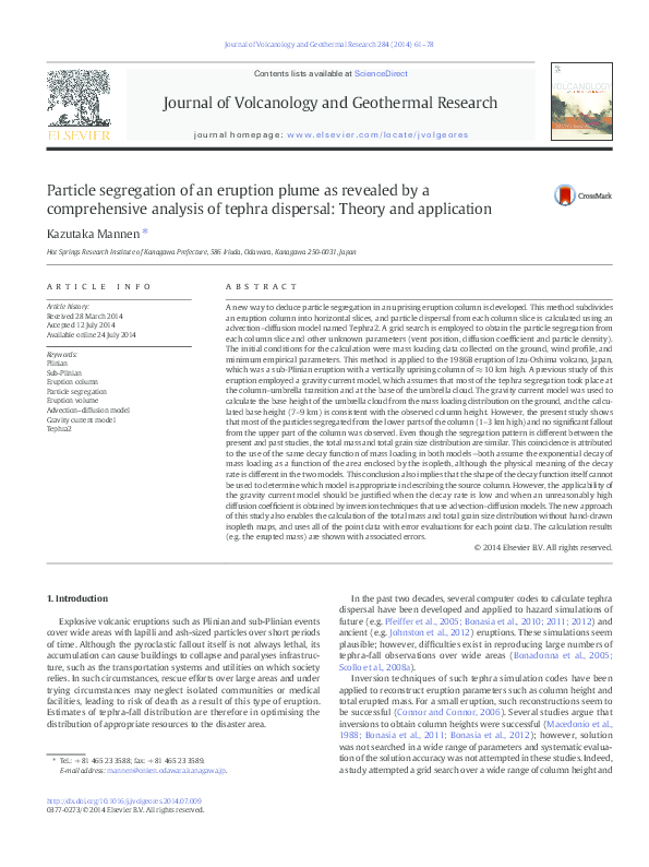 (PDF) Particle segregation of an eruption plume as revealed by a comprehensive analysis of ...