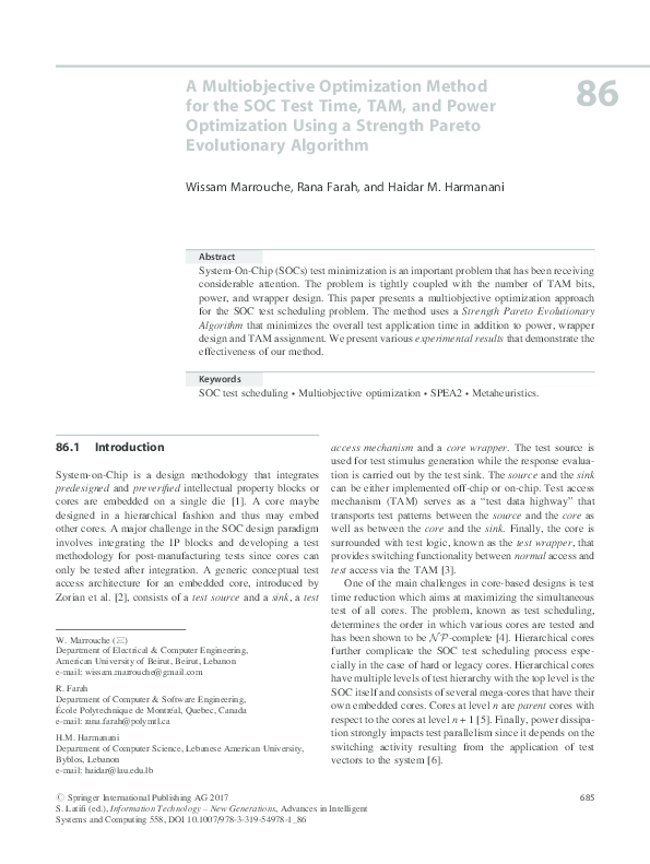 Pdf A Multiobjective Optimization Method For The Soc Test Time Tam And Power Optimization