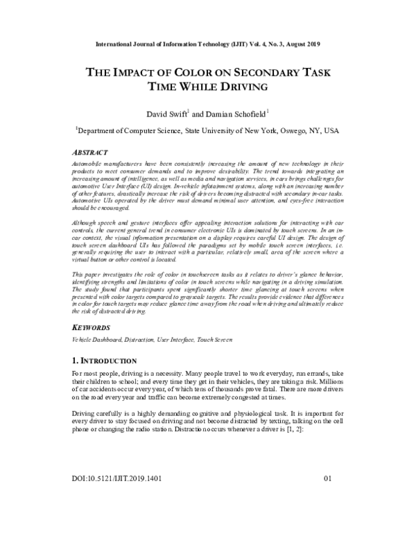 (PDF) The Impact of Color on Secondary Task time While Driving