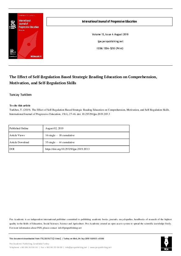 (PDF) International Journal of Progressive Education The Effect of Self ...