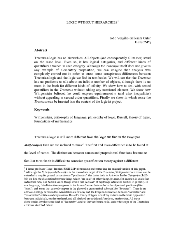 Pdf Logic Without Hierarchies