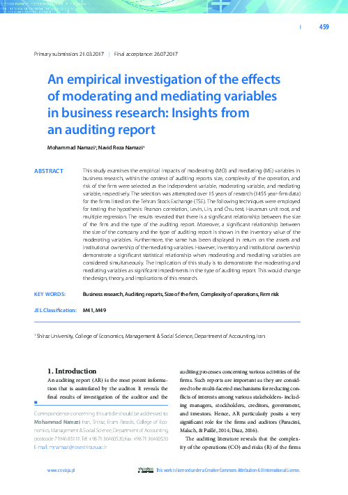 (PDF) An empirical investigation of the effects of moderating and mediating variables in ...