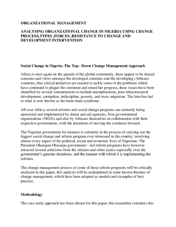 (PDF) CHANGE MANAGEMENT- ANALYSING CHANGE MANAGEMENT IN AFRICA USING ...