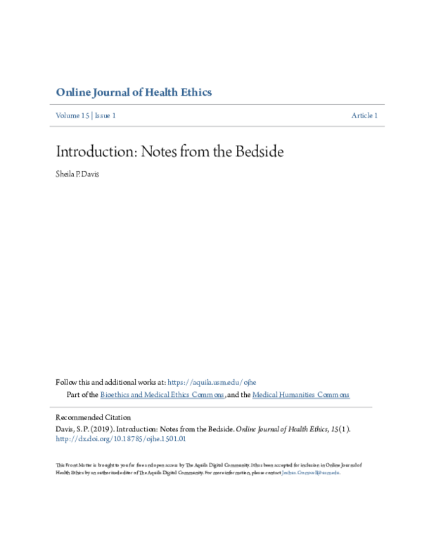 (PDF) Introduction: Notes from the Bedside