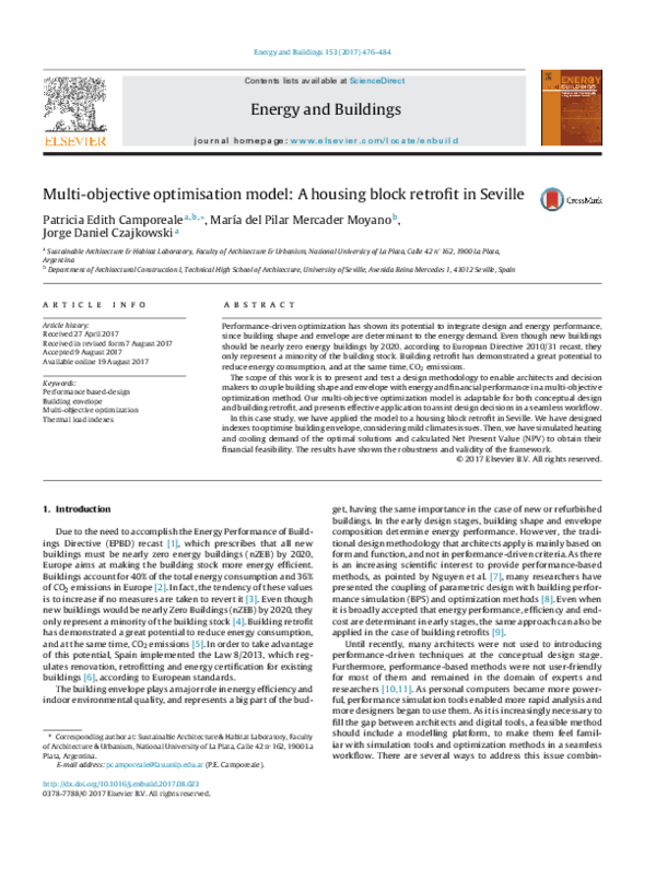 Pdf Multi Objective Optimisation Model A Housing Block Retrofit In Seville