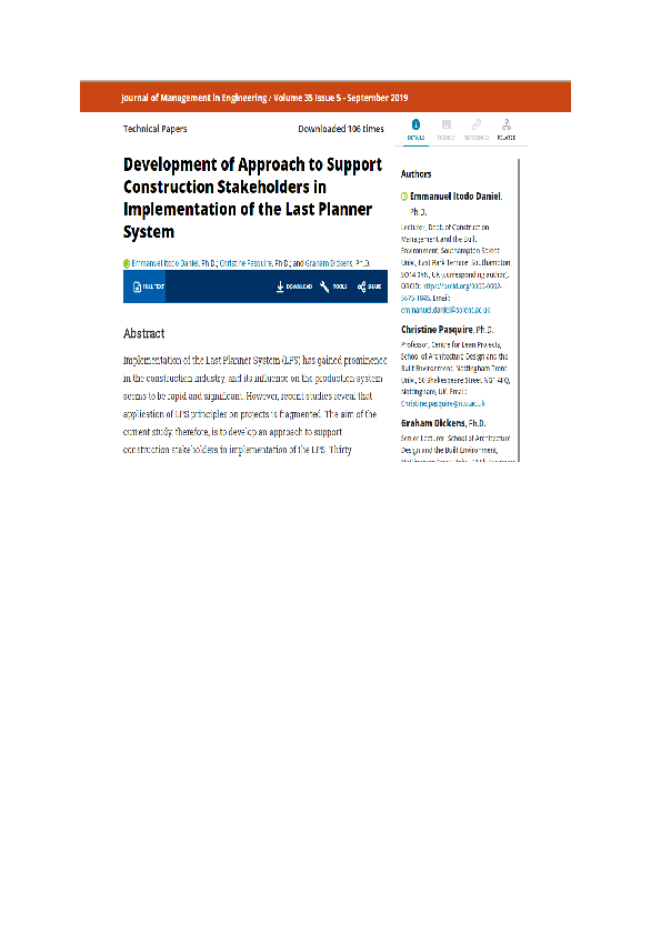 (PDF) Development of Approach to Support Construction Stakeholders in ...