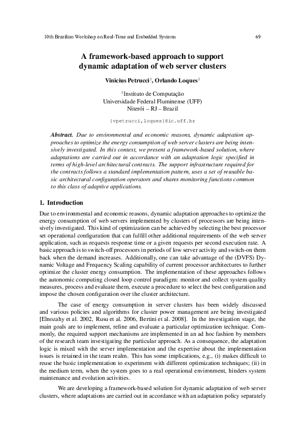 Pdf A Framework Based Approach To Support Dynamic Adaptation Of Web
