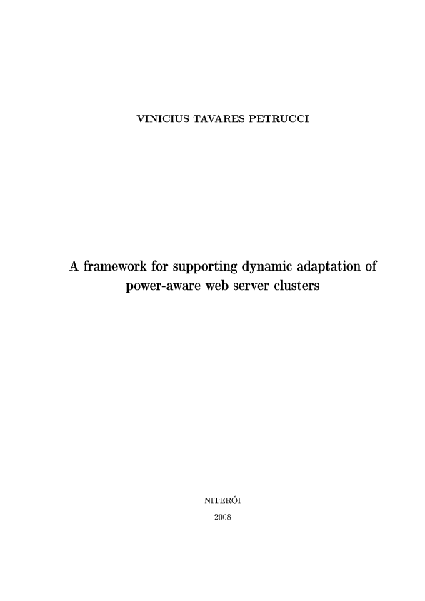 (PDF) A framework for supporting dynamic adaptation of power-aware web server clusters