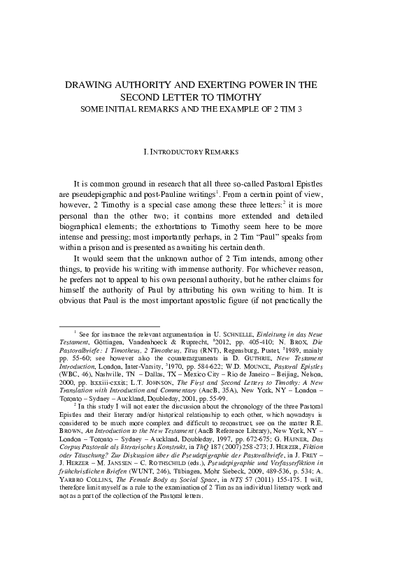 (PDF) Drawing Authority and Exerting Power in the Second Letter to ...