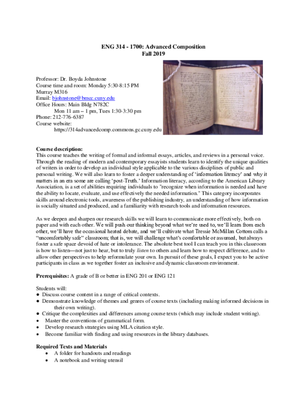 (DOC) Reading and Assignments syllabus for a 300-level Advanced ...