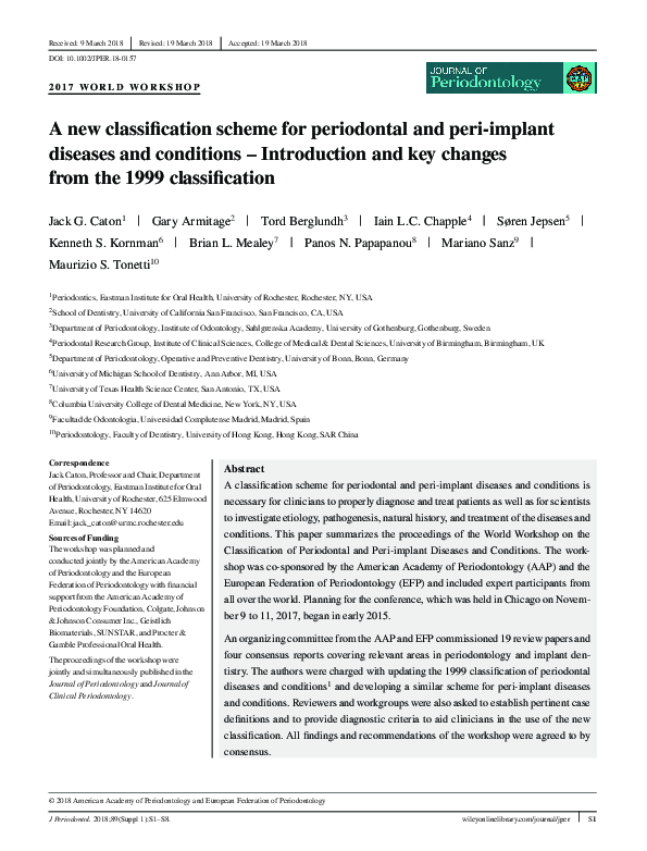 (PDF) A new classification scheme for periodontal and peri-implant ...