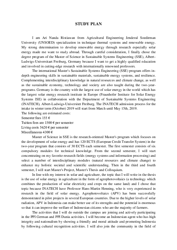(PDF) STUDY PLAN