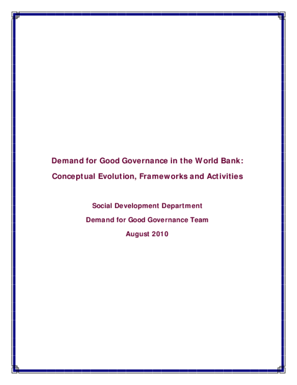 (PDF) Demand for Good Governance in the World Bank: Conceptual ...