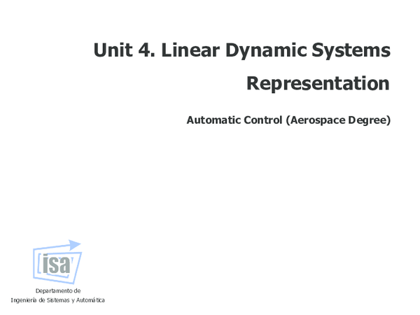 (PDF) Unit 4. Linear Dynamic Systems Representation Automatic Control (Aerospace Degree