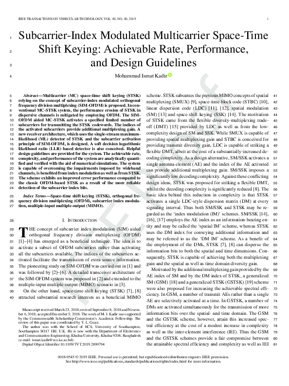 Pdf Subcarrier Index Modulated Multicarrier Space Time Shift Keying Achievable Rate