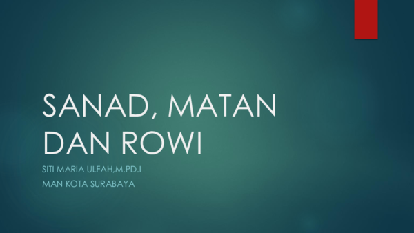 (PDF) SANAD, MATAN DAN ROWI