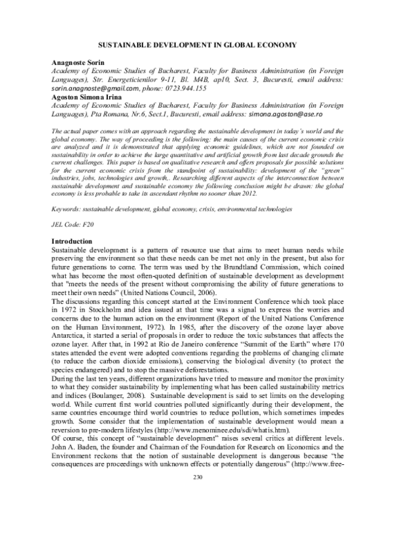 (PDF) Sustainable Development in the Global Economy