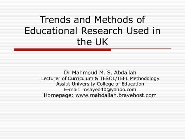 (PPT) Trends and Methods of Educational Research in the UK