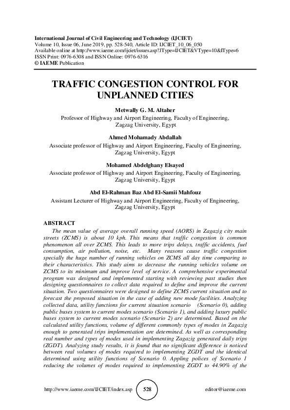 Pdf Traffic Congestion Control For Unplanned Cities