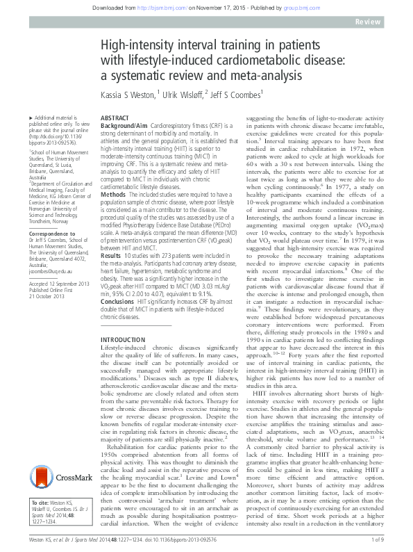 (PDF) High-intensity interval training in patients with lifestyle-induced cardiometabolic ...