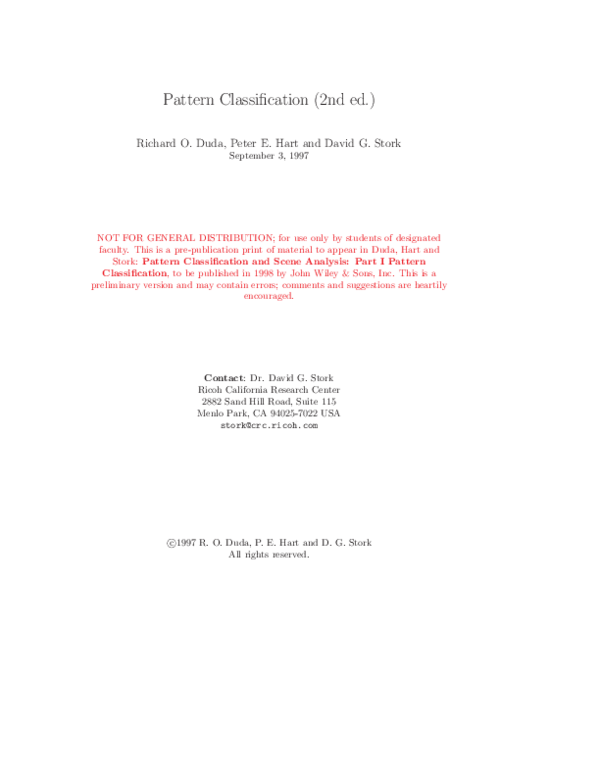 (PDF) Pattern Classification (2nd ed