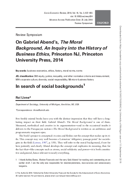 (PDF) "The Moral Economy of the Business Crowd: It's Moral Backgrounds ...