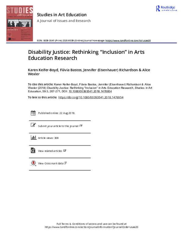 (PDF) Disability Justice: Rethinking "Inclusion" in Arts Education Research