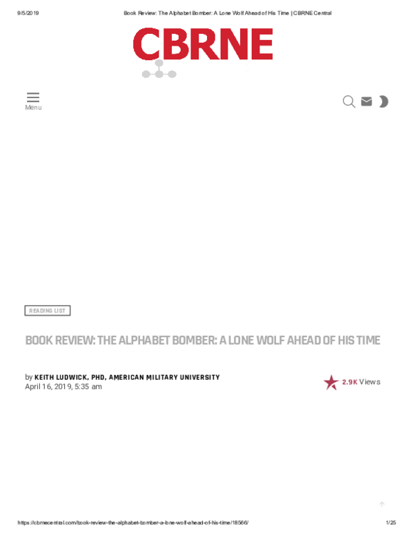 (PDF) BOOK REVIEW: The Alphabet Bomber: A Lone Wolf Ahead of His Time